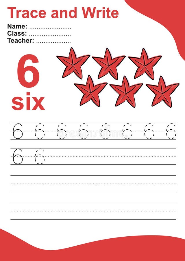 Trace and Write Number Worksheet for Children Stock Illustration ...