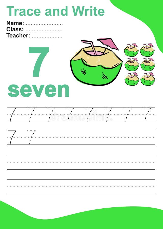 Trace and Write Number Worksheet for Children Stock Vector ...