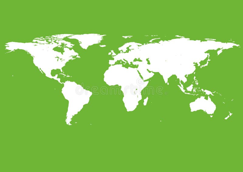 Vector World Map. Green Color, Very High Detail Illustration. Stock ...