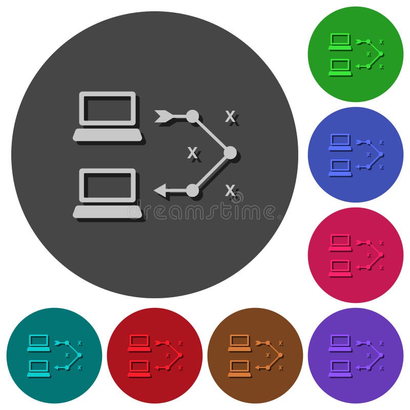 Traceroute Remote Computer Icons with Shadows on Round Backgrounds ...