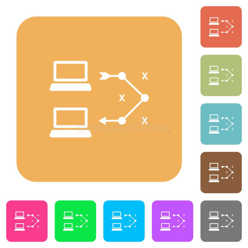 Traceroute Remote Computer Rounded Square Flat Icons Stock Vector ...