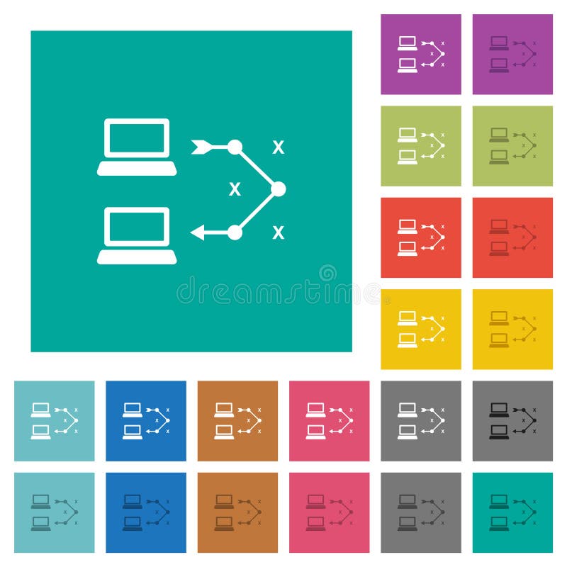 Traceroute Remote Computer Square Flat Multi Colored Icons Stock Vector ...