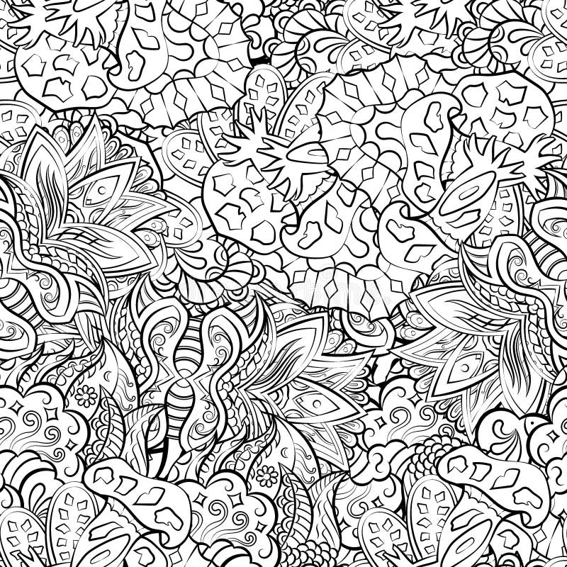 Tracery Seamless Pattern. Mehndi Design. Binary Monochrome Black and ...