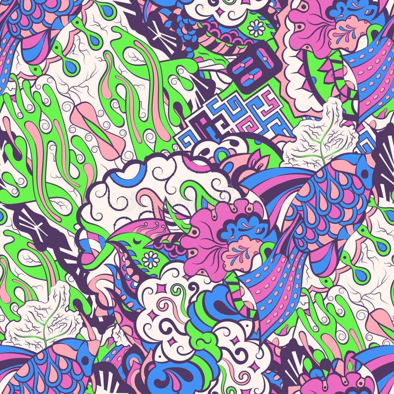 Tracery Seamless Pattern. Mehndi Design. 6 Colors. Ethnic Doodle ...