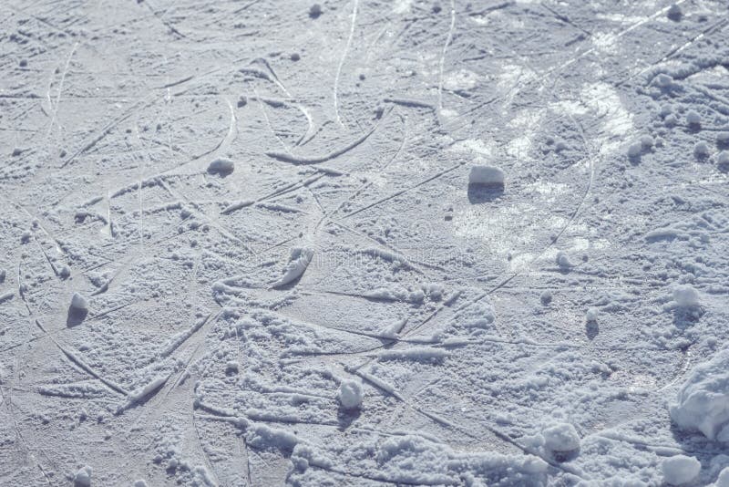 Traces on the Ice from Skates on the Rink Stock Photo - Image of frost ...