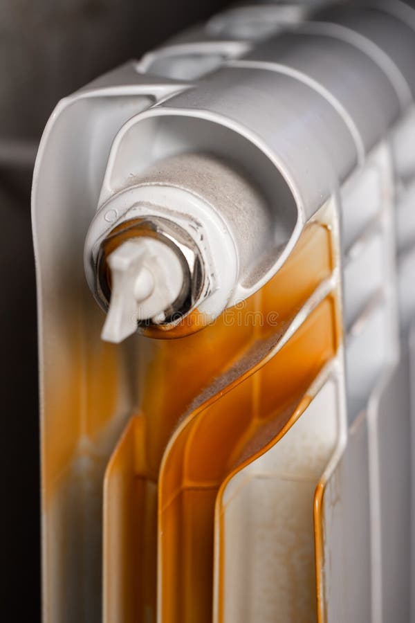 Traces of Rust on the Sectional Radiator.Surface is Coated with White ...