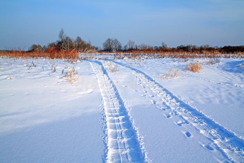 Traces on snow stock image. Image of color, backgrounds - 12916271
