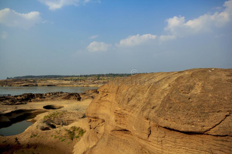 Traces of Water Eroded Rocks. Stock Image - Image of ravine, mekong ...