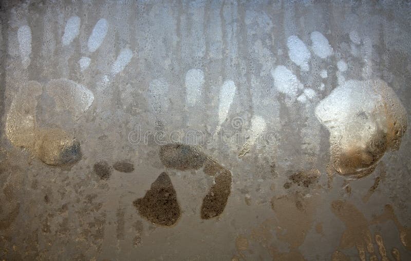 Traces at a window stock photo. Image of frost, hands - 7695182