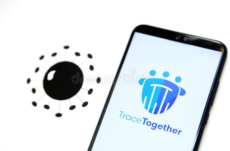 TraceTogether App Logo and COVID Shape on the Back Editorial Image ...