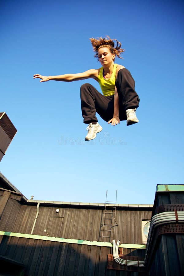 Parkour on Urban Building Rooftop Stock Photo - Image of healthy ...