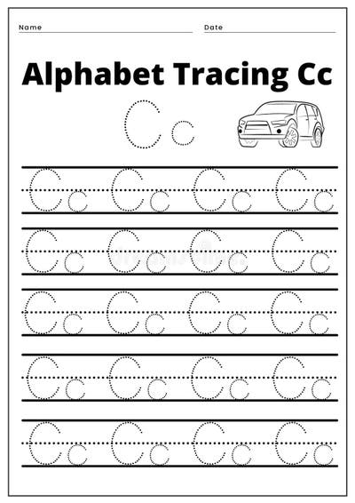 TRACING ALPHABET Cc Worksheet Stock Vector - Illustration of letter ...