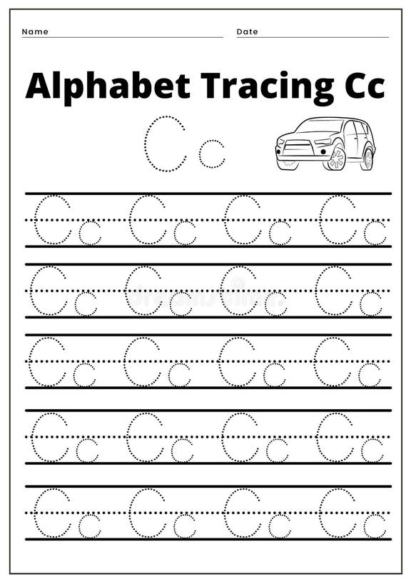 TRACING ALPHABET Cc Worksheet Stock Vector - Illustration of letter ...
