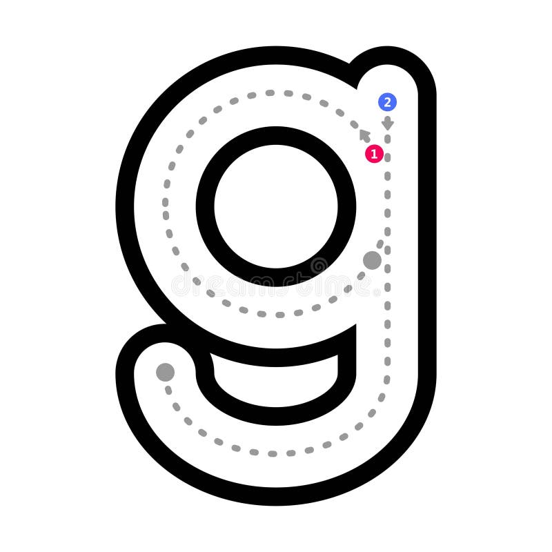Tracing Alphabet Letter G Lowercase Prewriting Dotted Line Element For