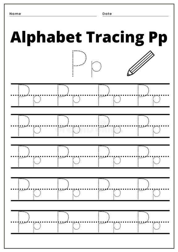 TRACING ALPHABET Pp Worksheet Stock Vector - Illustration of skills ...