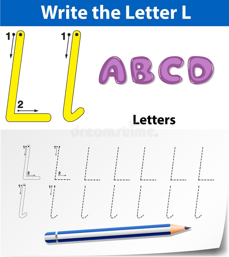 Tracing Alphabet Template for Letter L Stock Vector - Illustration of ...