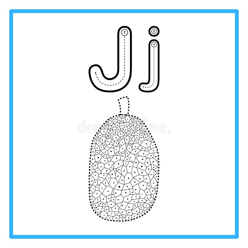Tracing Alphabet Trace Jack Fruit Illustration Stock Vector ...