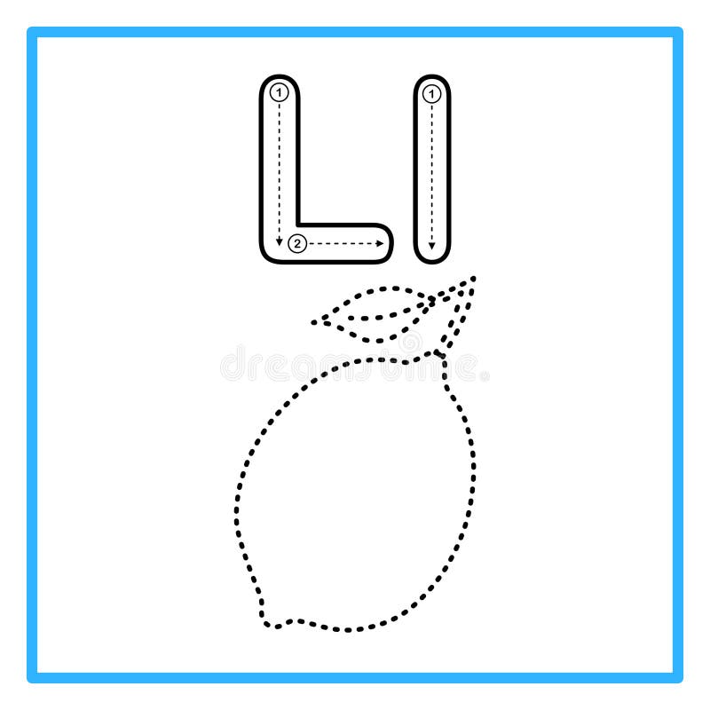 Tracing Alphabet Trace Lemon Fruit Illustration Stock Illustration ...