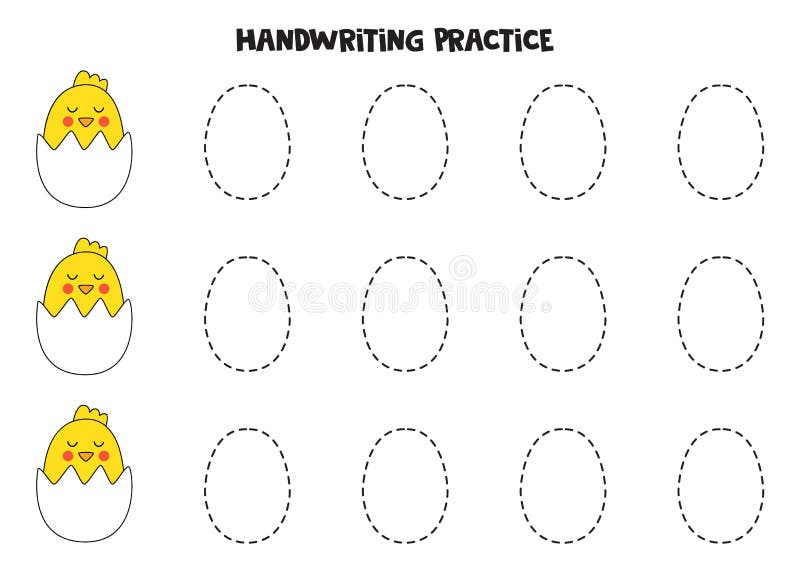 Tracing Contours of Cute Colorful Easter Chicks. Writing Practice ...