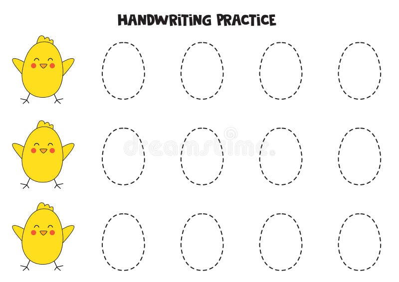 Tracing Contours of Cute Colorful Easter Chicks. Writing Practice ...