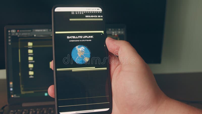 Tracing Data. Hacking and Technology Concept. Establishing Satellite ...