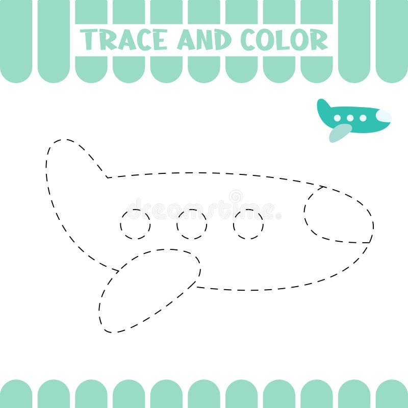 Tracing Educational Worksheet for Kids. Trace Plane Stock Vector ...