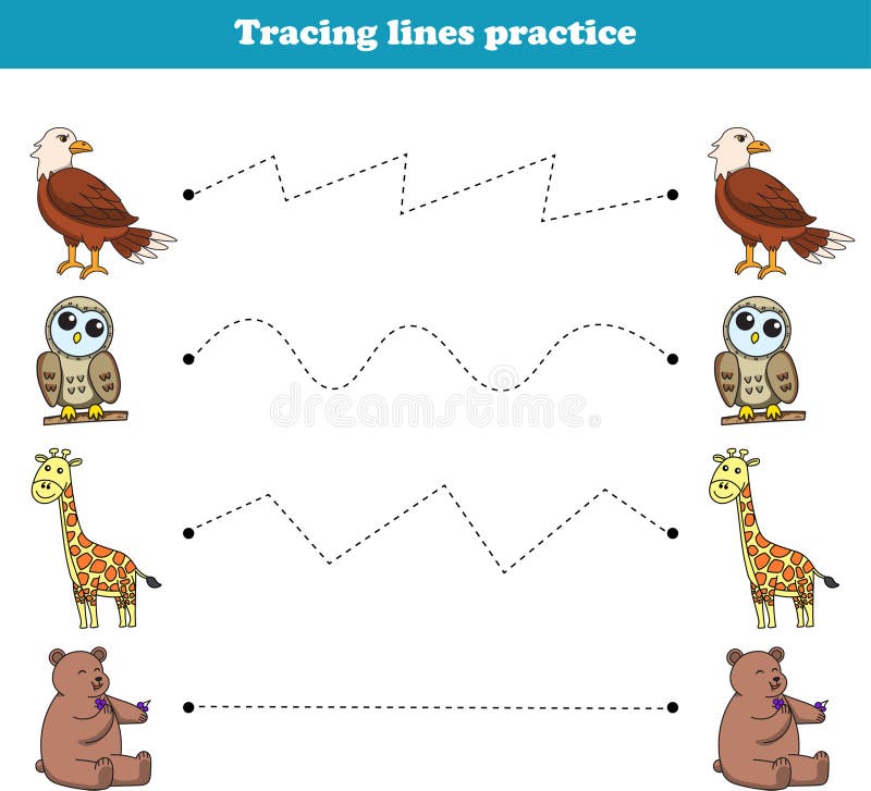 Tracing Lines Crab Hedgehog Octopus Toucan. Educational Games ...