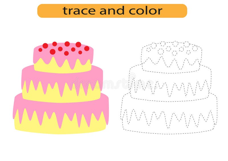 Tracing Lines for Children Development, Bright Cake Pie, Handwriting ...