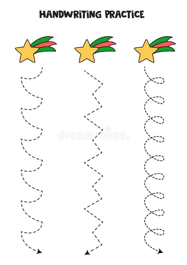 Tracing Lines with Cute Christmas Star. Writing Practice. Stock Vector ...