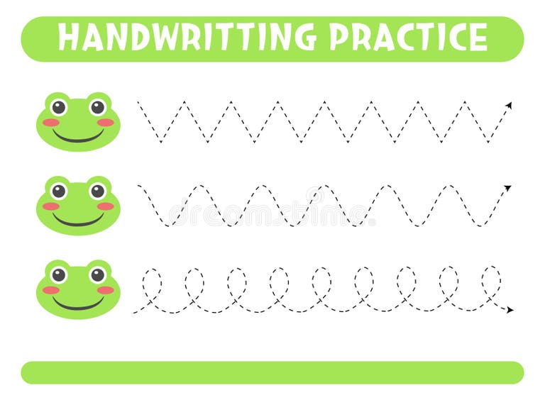 Tracing Lines with Cute Frog. Handwriting Practice Stock Vector ...