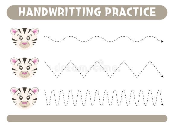 Tracing Lines with Cute Zebra. Handwriting Practice Stock Vector ...