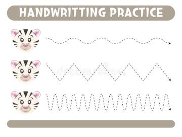 Tracing Lines with Cute Zebra. Handwriting Practice Stock Vector ...