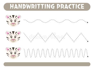 Tracing Lines with Cute Zebra. Handwriting Practice Stock Vector ...