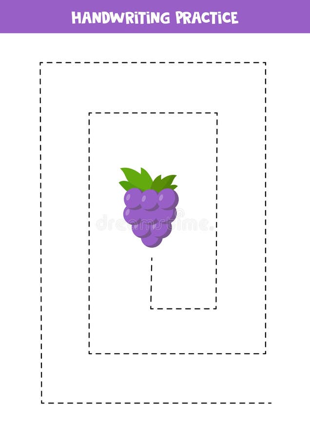 Tracing Lines with Grape. Writing Skills Practice for Kids Stock Vector ...