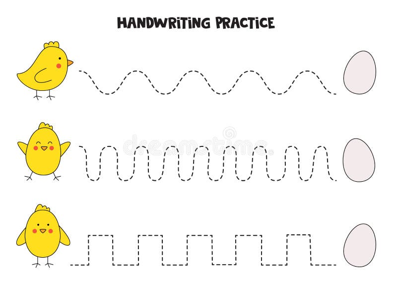 Tracing Lines with Cute Easter Chickens and Eggs. Stock Vector ...