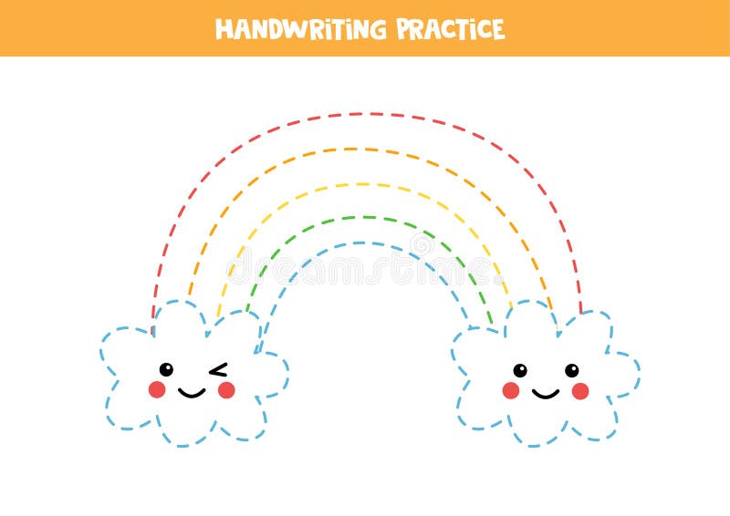 Tracing Lines for Kids. Cute Rainbow. Writing Practice Stock ...