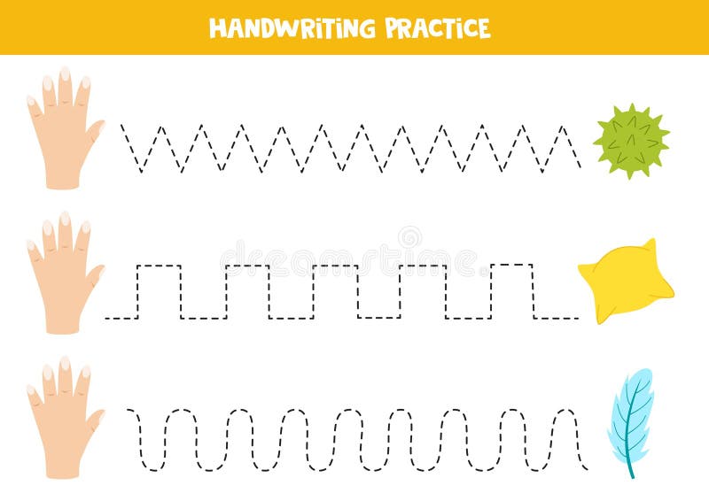 Tracing Lines for Kids. Hand and Objects, Sense of Touch. Handwriting ...