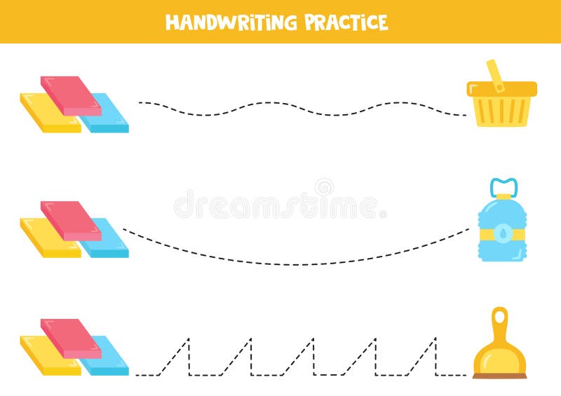 Tracing Lines with Plastic Material. Writing Practice. Stock Vector ...