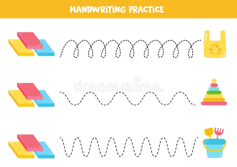 Tracing Lines with Plastic Material. Writing Practice. Stock Vector ...