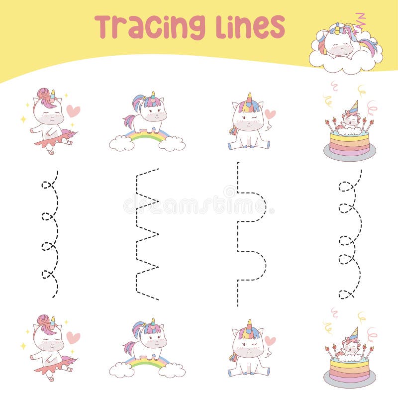 Tracing Vertical Lines Activity for Children Stock Vector ...