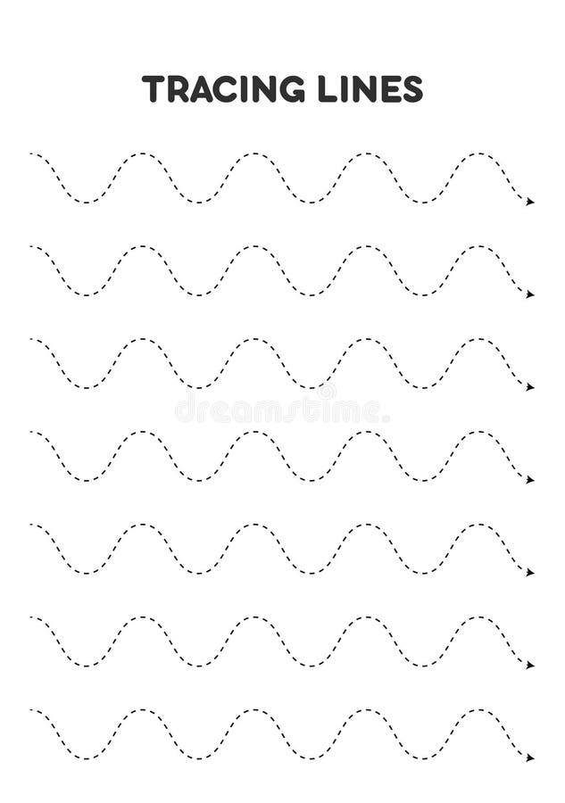 Tracing Lines. Worksheets for Kids. Preschool Education Stock Vector ...