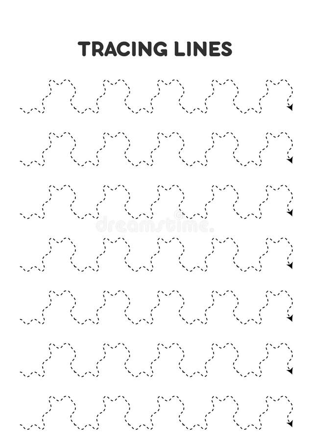 Tracing Lines. Worksheets for Kids. Preschool Education Stock Vector ...