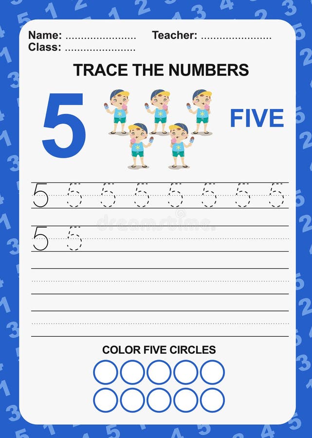 Trace and Write Number for Children. Exercise for Children To Recognize ...