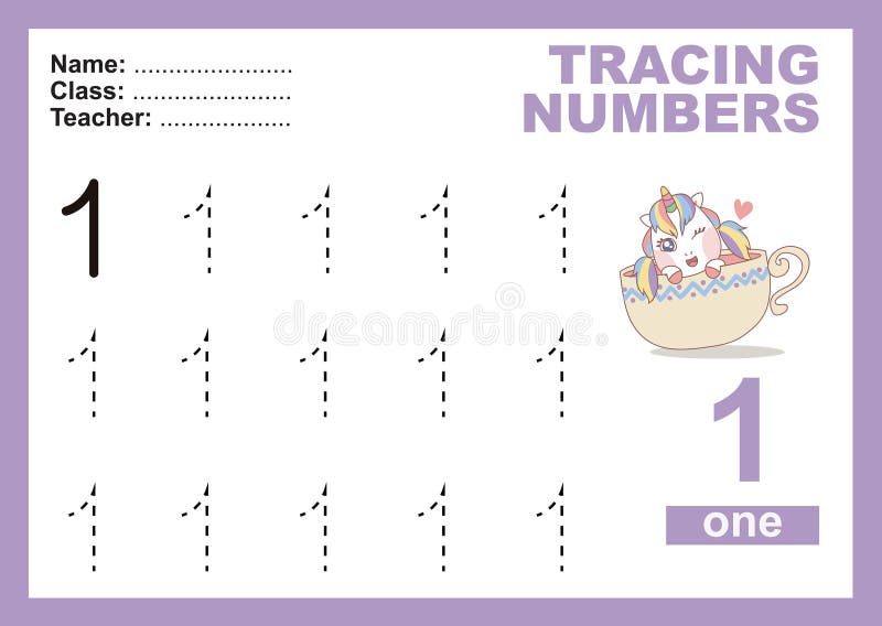 Trace and Write Number for Children. Exercise for Children To Recognize ...
