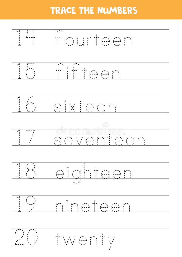 Tracing Numbers in Words. Worksheet for Children. Stock Vector ... Tracing Numbers in Words. Worksheet for Children. Stock Vector ...