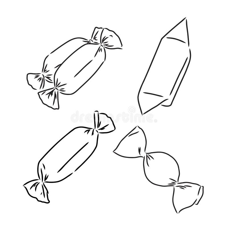 Tracing Sketch of Set of Different Candy. Stock Vector - Illustration ...