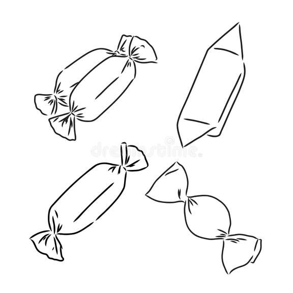 Tracing Sketch of Set of Different Candy. Stock Vector - Illustration ...