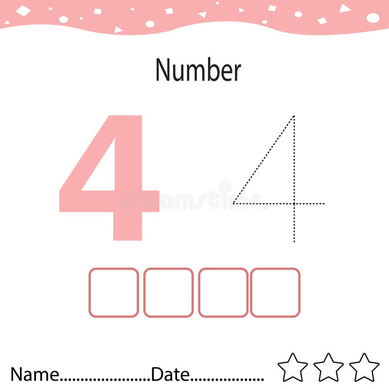Flashcard Number 4 with Four Children in the Park Stock Vector ...