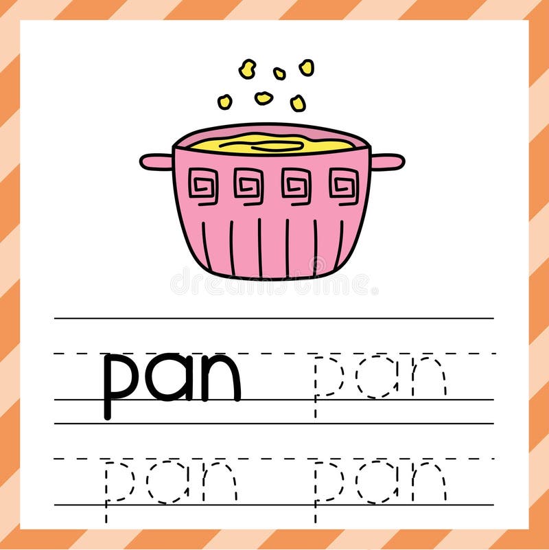 Tracing Worksheet with the Word - Pan. Phonic Learning Material or ...