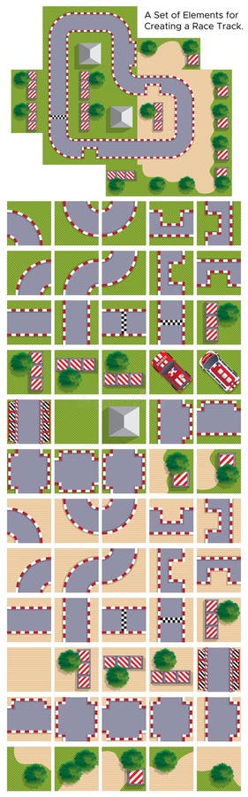 A Set of Seamless Elements for Creating a Race Track. Stock Vector ...